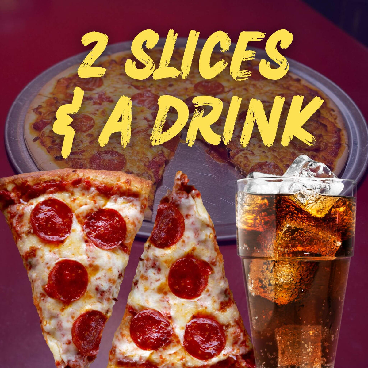 2 Pizza Slices & A Drink Package (Feeds 25 People) – Action Jack's