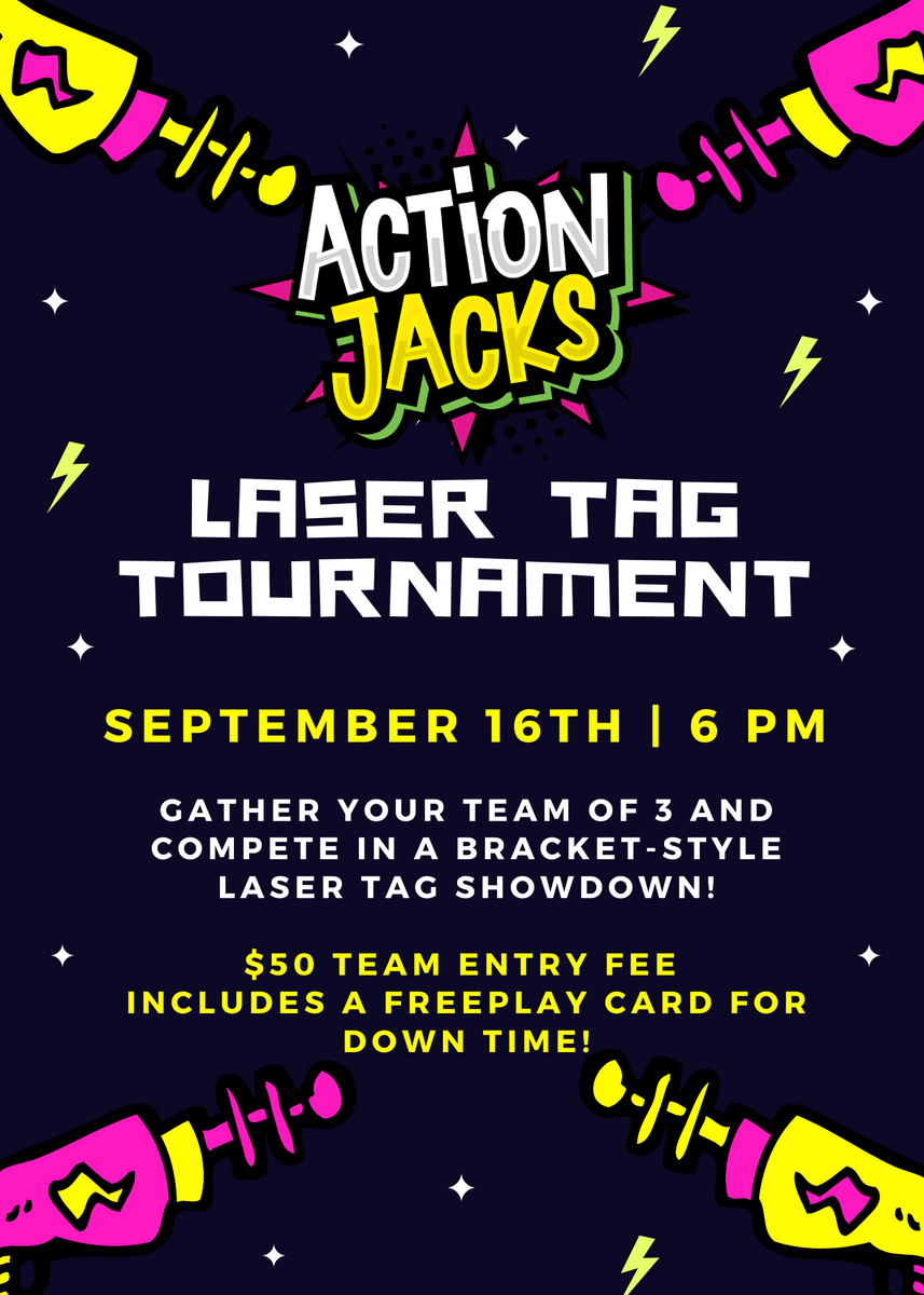 Laser Tag Tournament Entry- 3 person team – Action Jack's
